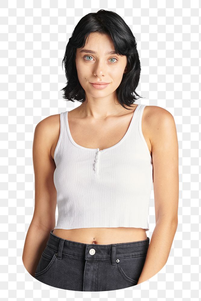 Png women's white crop tank | Premium PNG - rawpixel