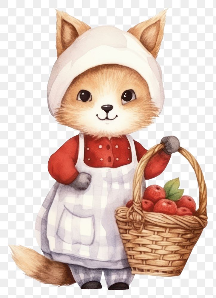 PNG Fox chef basket cartoon | Free PNG - rawpixel