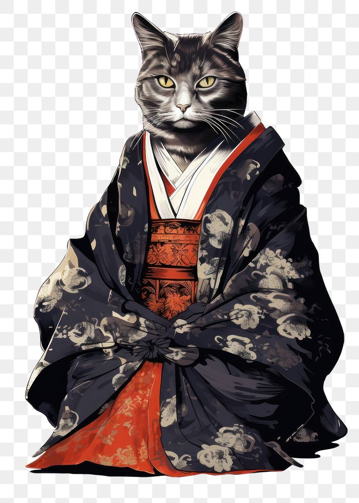 PNG Edo era shogun cat | Premium PNG - rawpixel