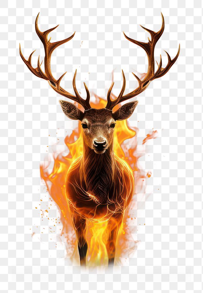 PNG Deer fire wildlife burning. | Free PNG - rawpixel