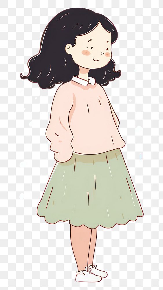 PNG Girl drawing cartoon sketch | Free PNG - rawpixel