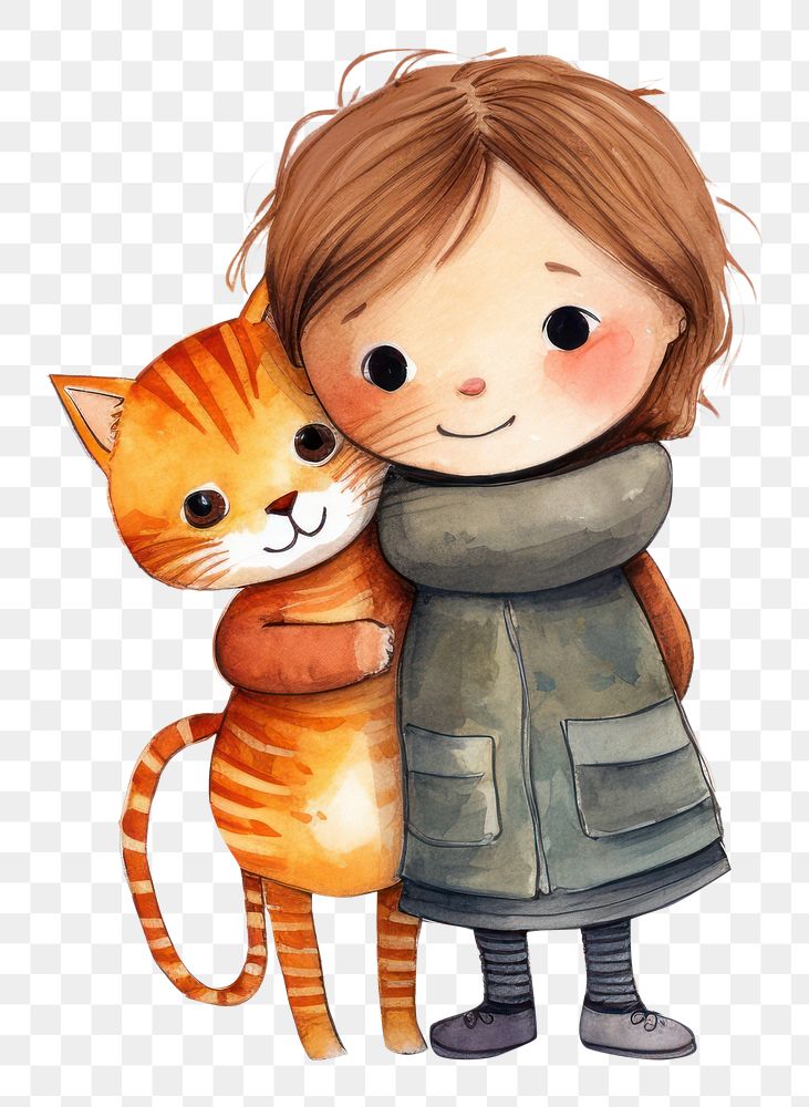 PNG Girl hug cat representation | Free PNG - rawpixel