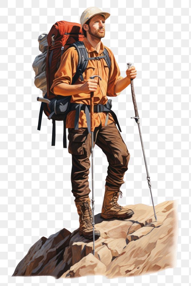 PNG mountain hiker adventure backpack | Free PNG - rawpixel