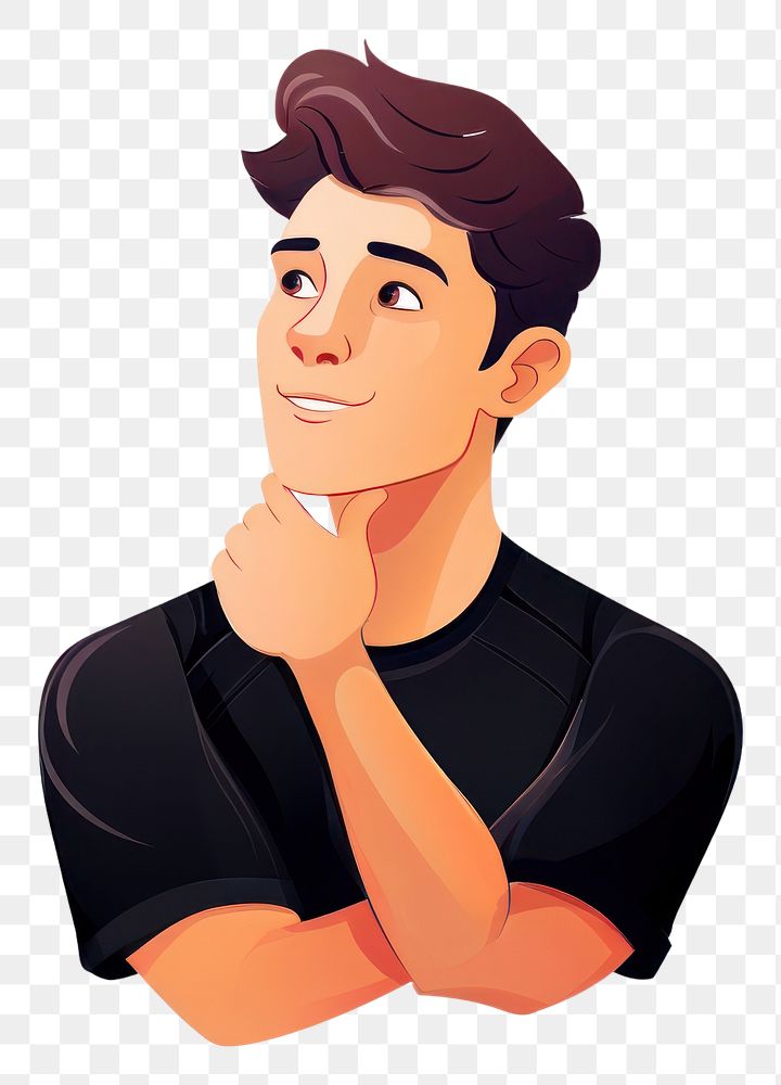 PNG Thinking portrait cartoon adult. | Premium PNG - rawpixel