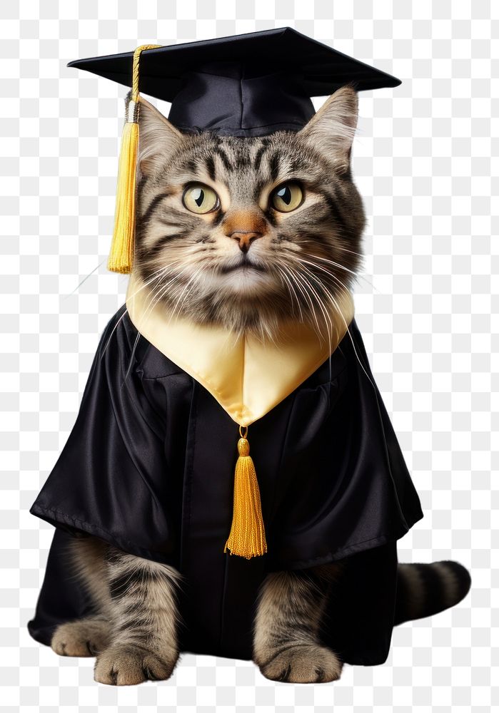 PNG Funny cat wearing graduation | Premium PNG - rawpixel