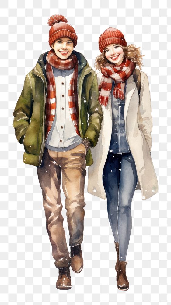 PNG Couple scarf adult coat. | Premium PNG - rawpixel