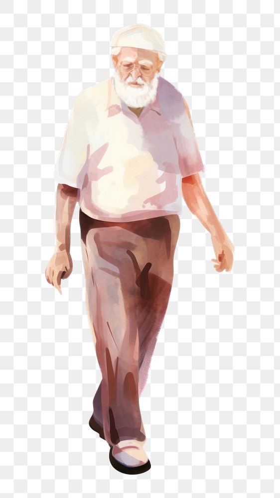 PNG Old man walking painting | Free PNG - rawpixel