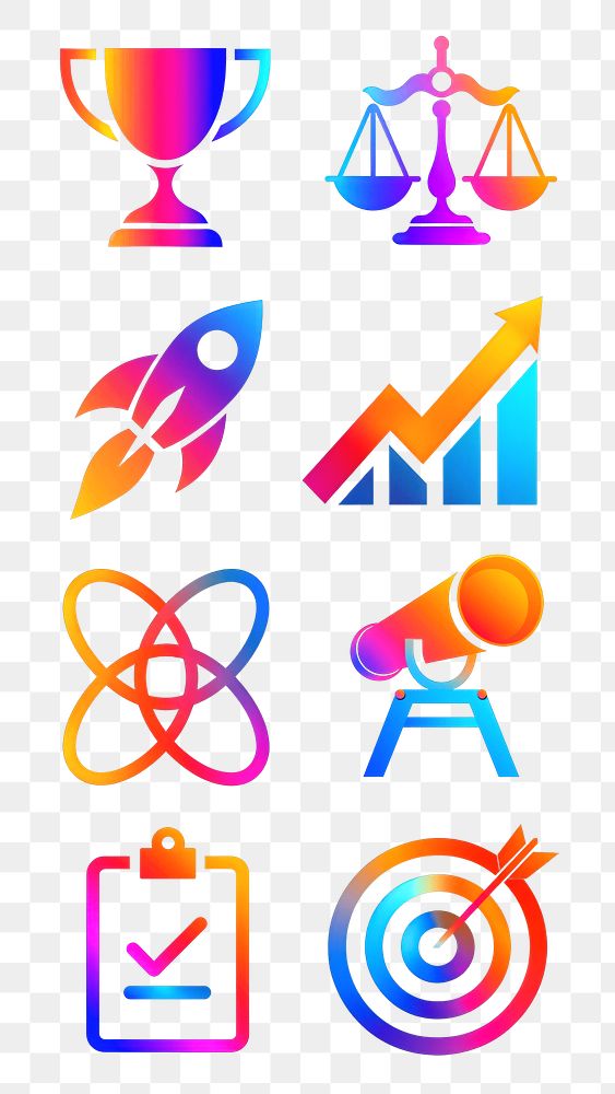 PNG Gradient icon element set, | Free PNG - rawpixel