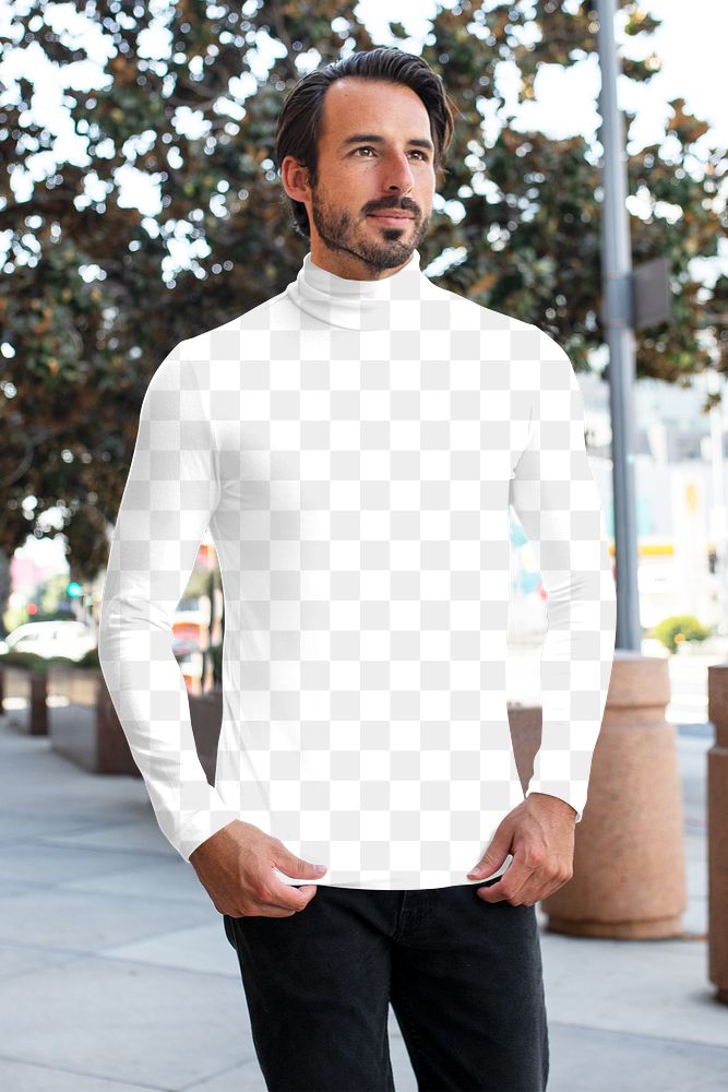 Png turtleneck mockup street style | Free PNG - rawpixel