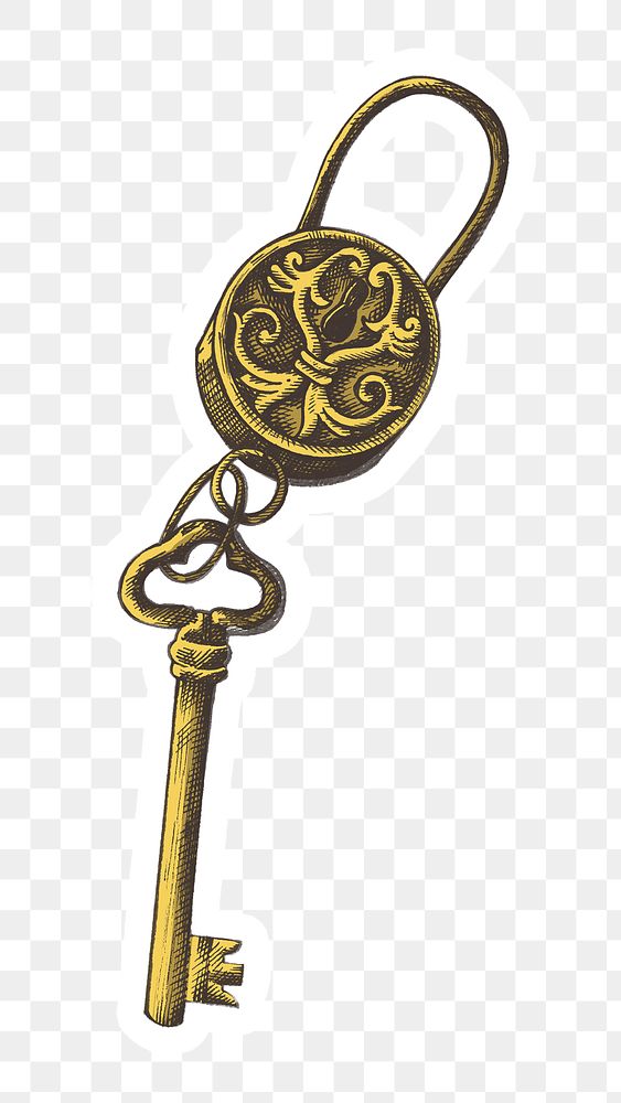 Hand drawn vintage key sticker | Premium PNG Sticker - rawpixel