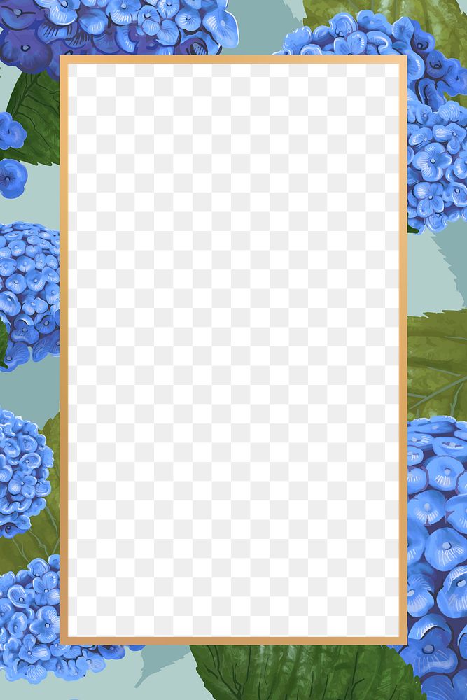 Gold rectangle hydrangea flower frame | Free PNG - rawpixel