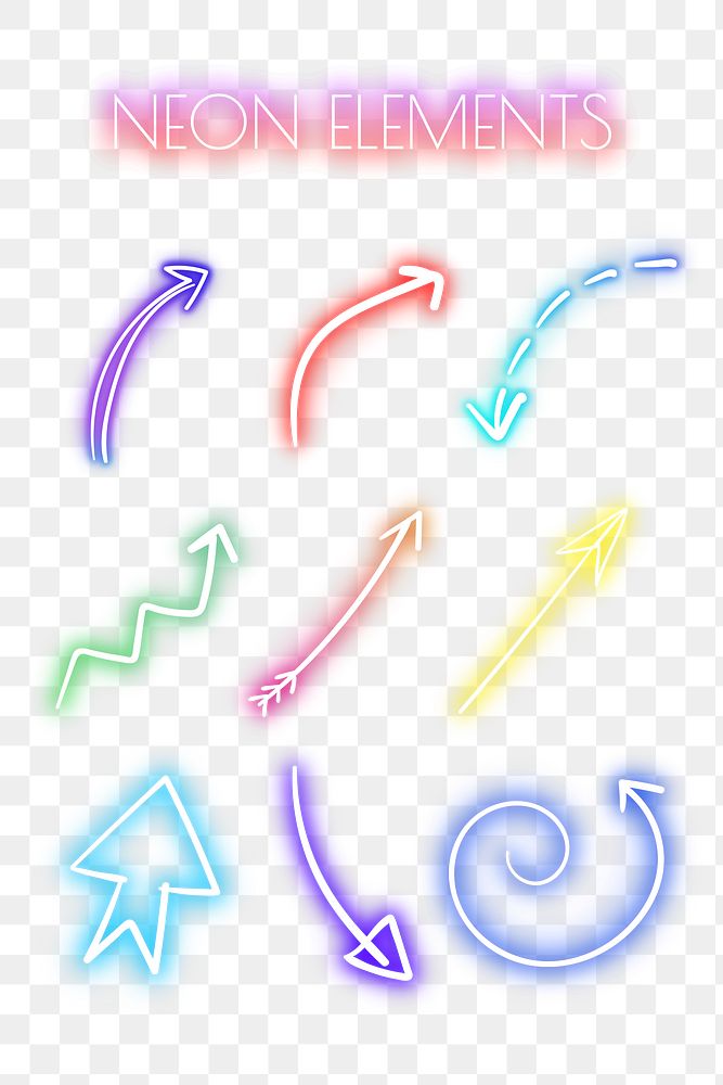 Neon arrows sign set design | Premium PNG - rawpixel