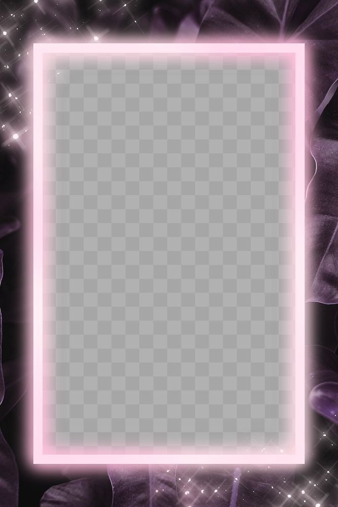 Pink neon botanical frame png | Free PNG - rawpixel
