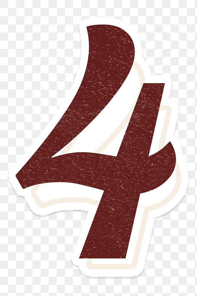 Red number 4 lettering icon | Free PNG Sticker - rawpixel