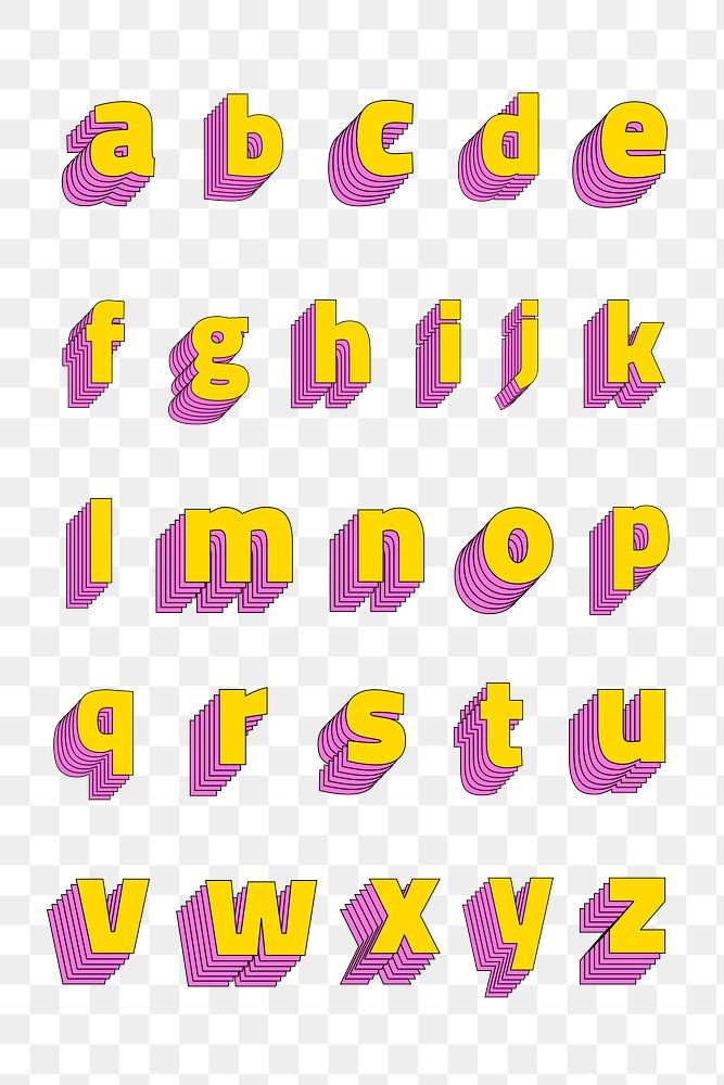 Transparent layered alphabet set retro | Free PNG - rawpixel
