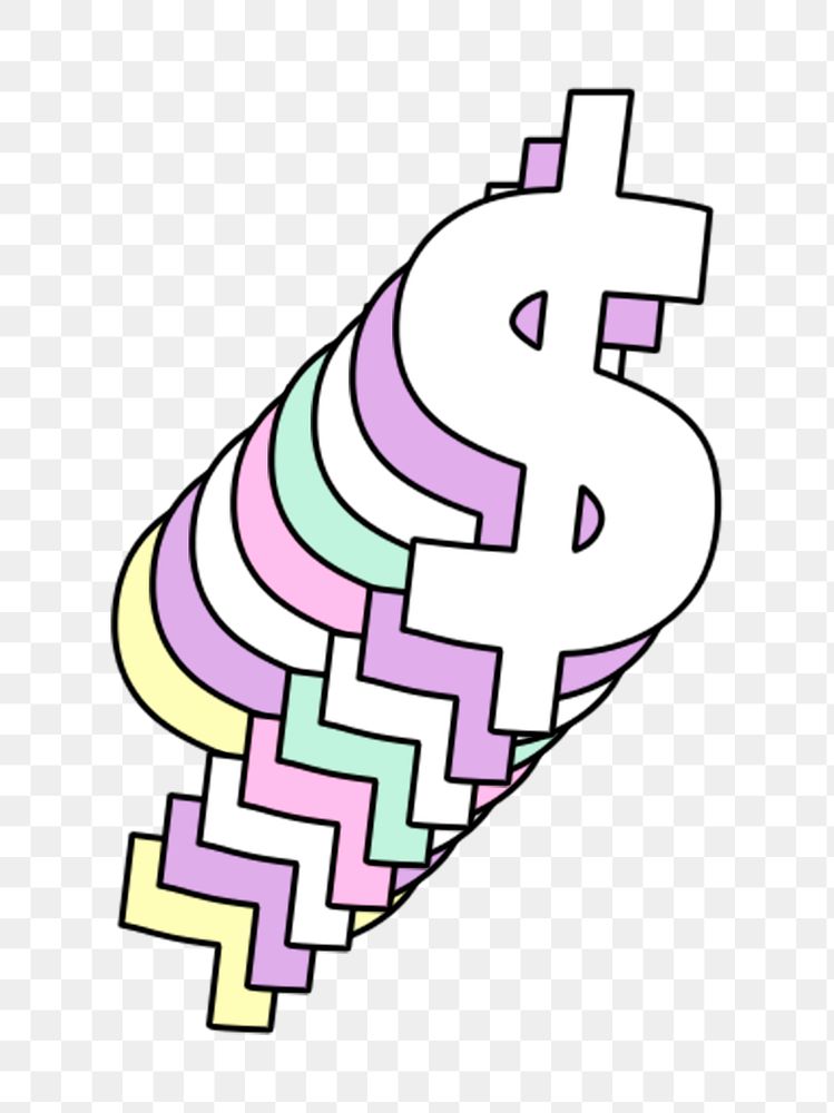 Layered dollar sign png pastel | Free PNG Sticker - rawpixel