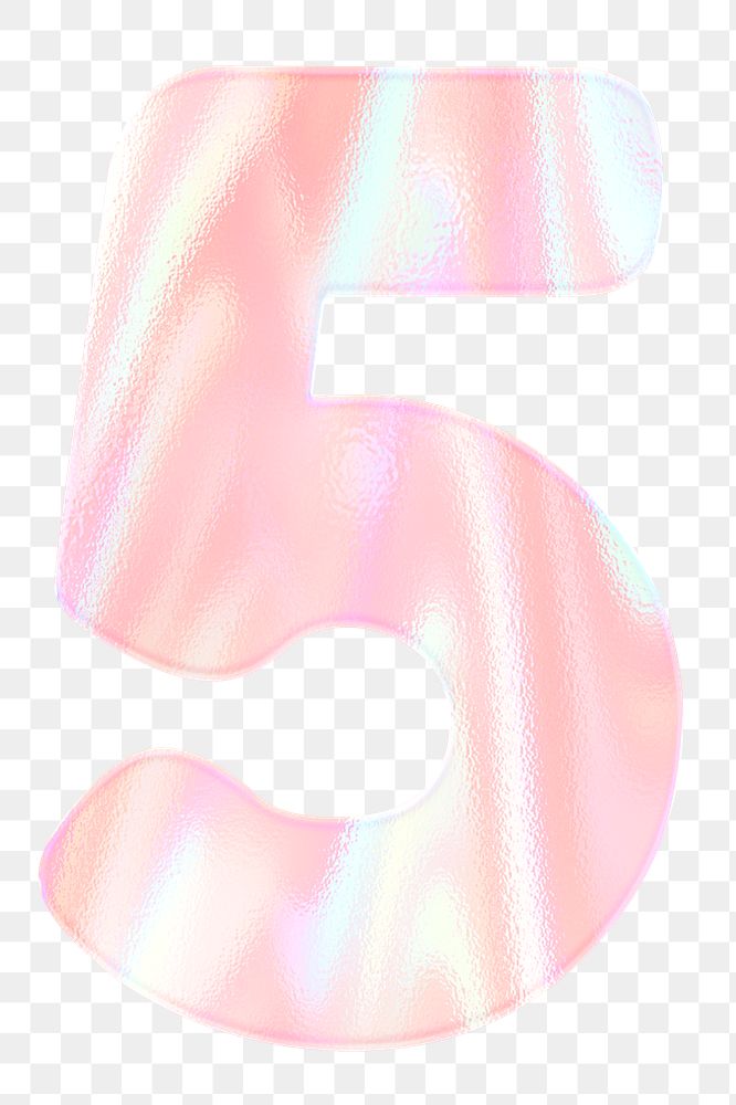 Pastel holographic number five png | Free PNG Sticker - rawpixel