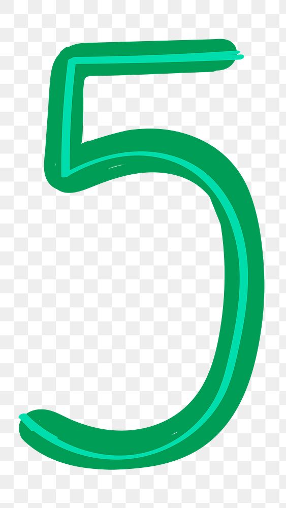 Doodle number 5 png typography | Free PNG Sticker - rawpixel