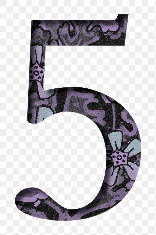 Vintage purple number 5 png | Free PNG Sticker - rawpixel