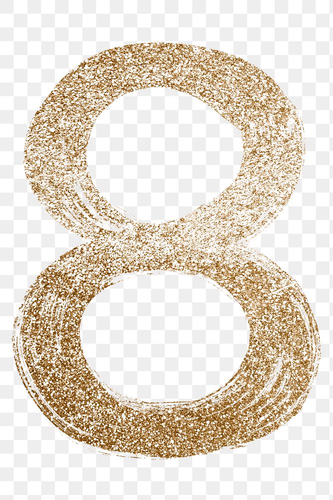 Transparent glitter number 8 gold | Free PNG Sticker - rawpixel