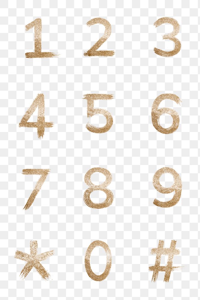 Painted gold glitter numbers png | Free PNG - rawpixel