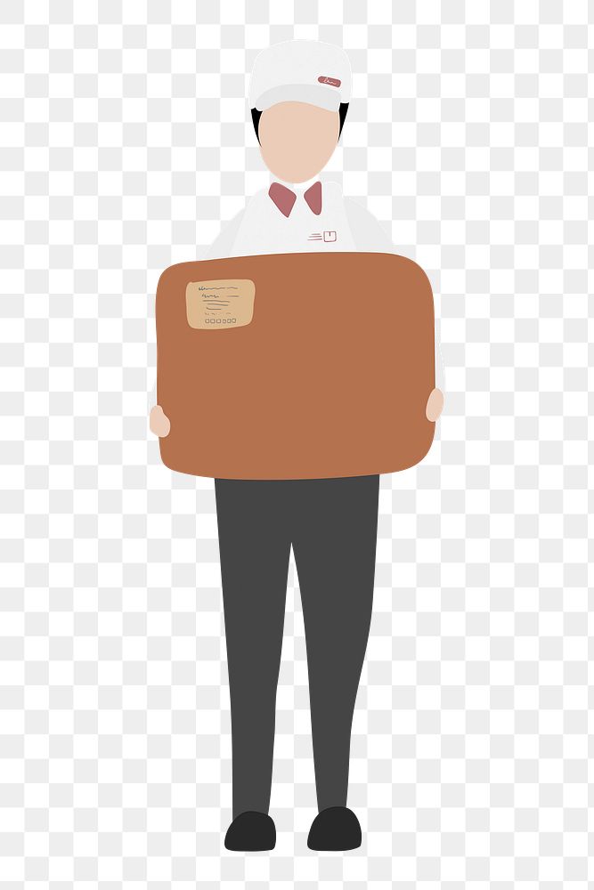 Parcel png delivery man clipart, | Premium PNG - rawpixel