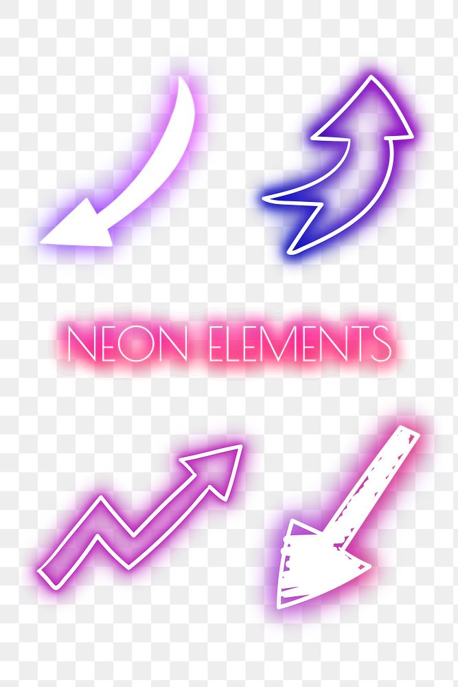 Neon arrows sign set design | Premium PNG - rawpixel