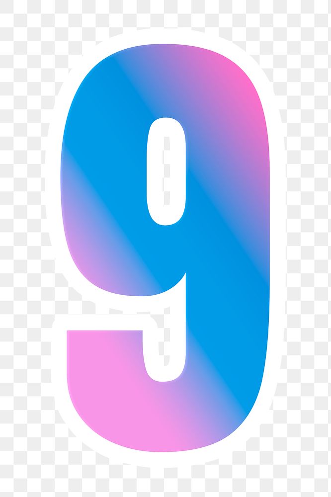 Gradient number 9 font png | Premium PNG Sticker - rawpixel