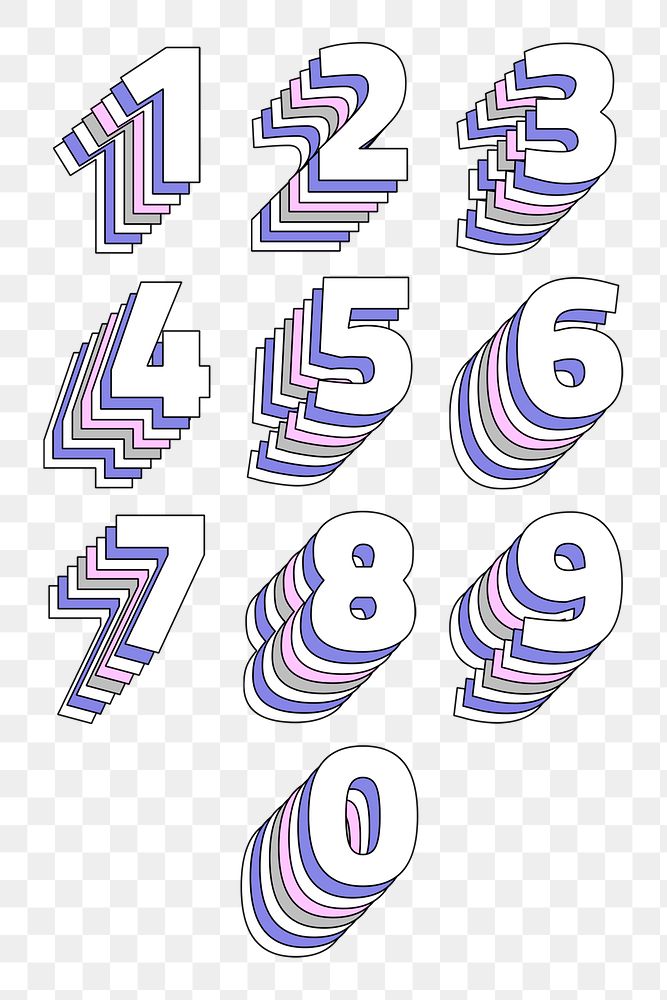 Layered number set png pastel | Premium PNG - rawpixel