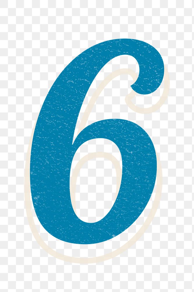 Png number 6 retro typography | Premium PNG Sticker - rawpixel