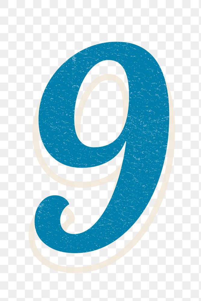 Png number 9 retro typography | Premium PNG Sticker - rawpixel