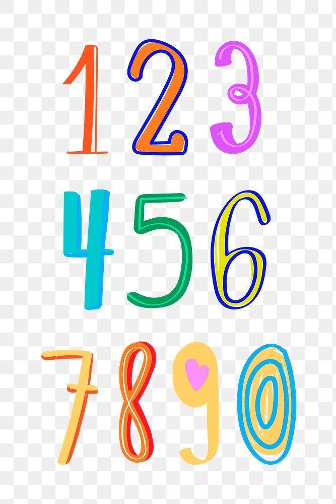 Numbers png doodle font typography | Premium PNG - rawpixel