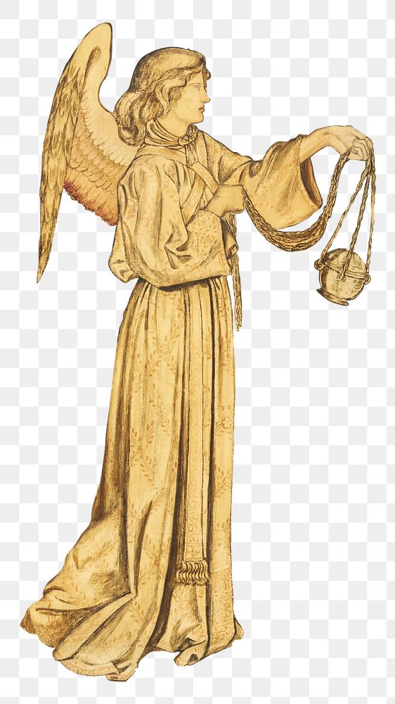 Vintage gold angel illustration design | Premium PNG Sticker - rawpixel