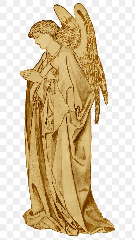 Vintage gold angel illustration design | Premium PNG Sticker - rawpixel