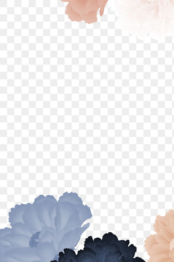 Aesthetic floral png border, blue, | Premium PNG - rawpixel