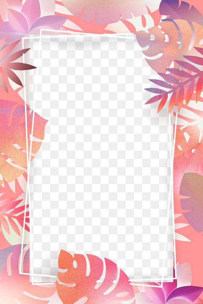Pink leaf patterned frame design | Premium PNG - rawpixel