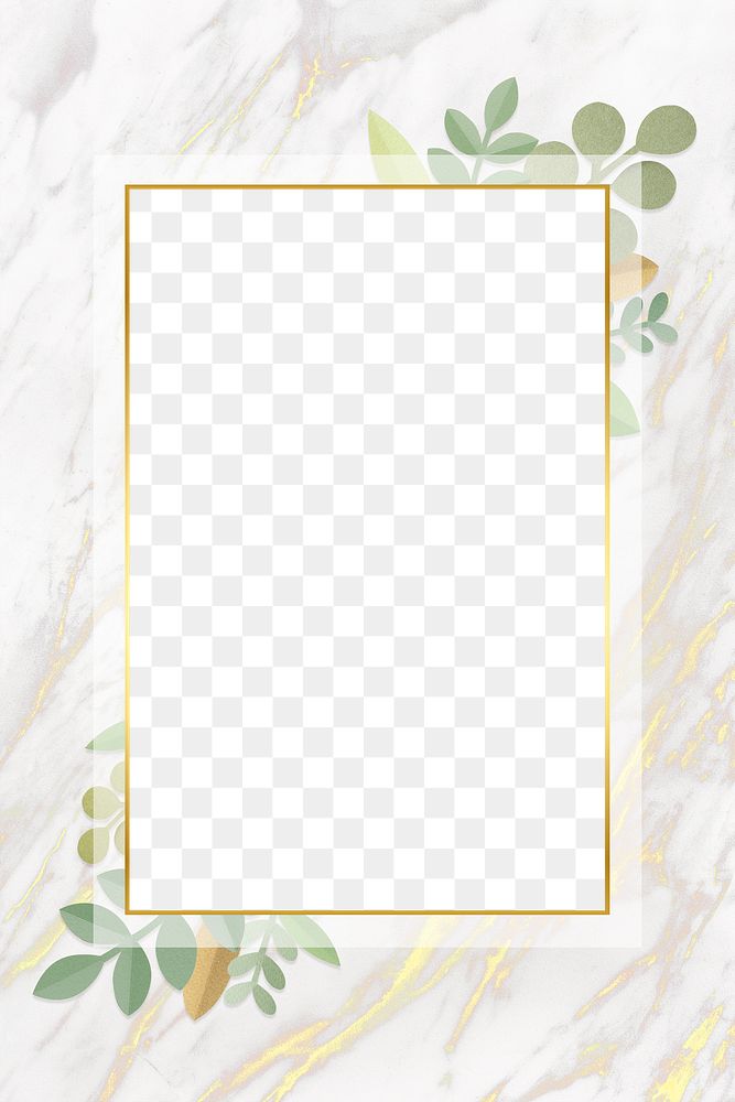 Leafy rectangle golden frame design | Premium PNG - rawpixel