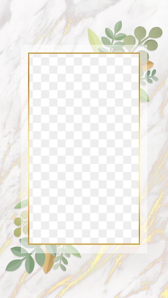 Leafy rectangle golden frame design | Premium PNG - rawpixel
