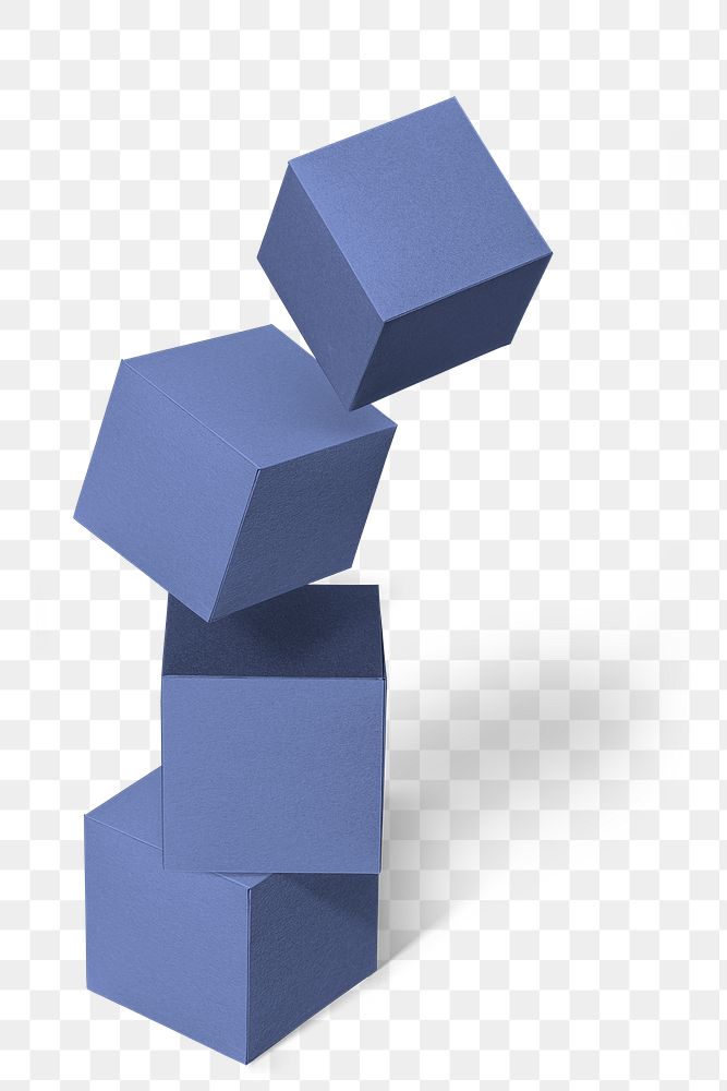 3D indigo paper craft cubic | Premium PNG - rawpixel