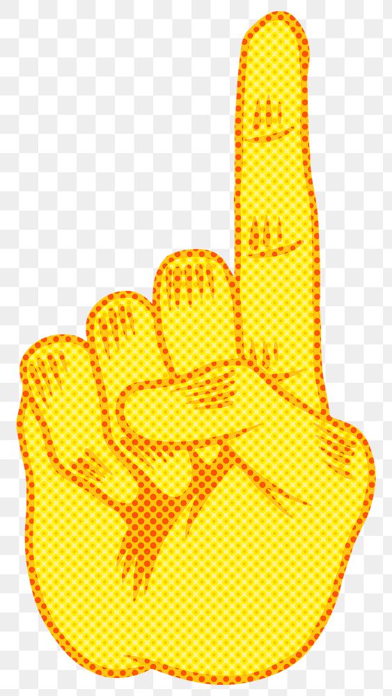 Halftone yellow finger pointing upwards | Premium PNG Sticker - rawpixel