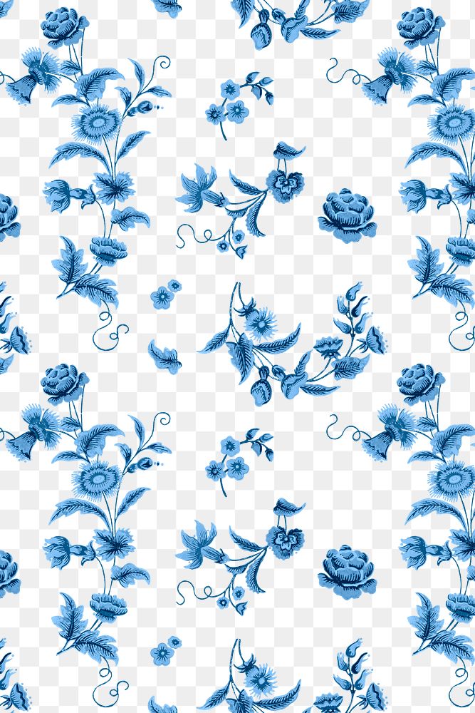 Png blue botanical pattern transparent | Premium PNG - rawpixel