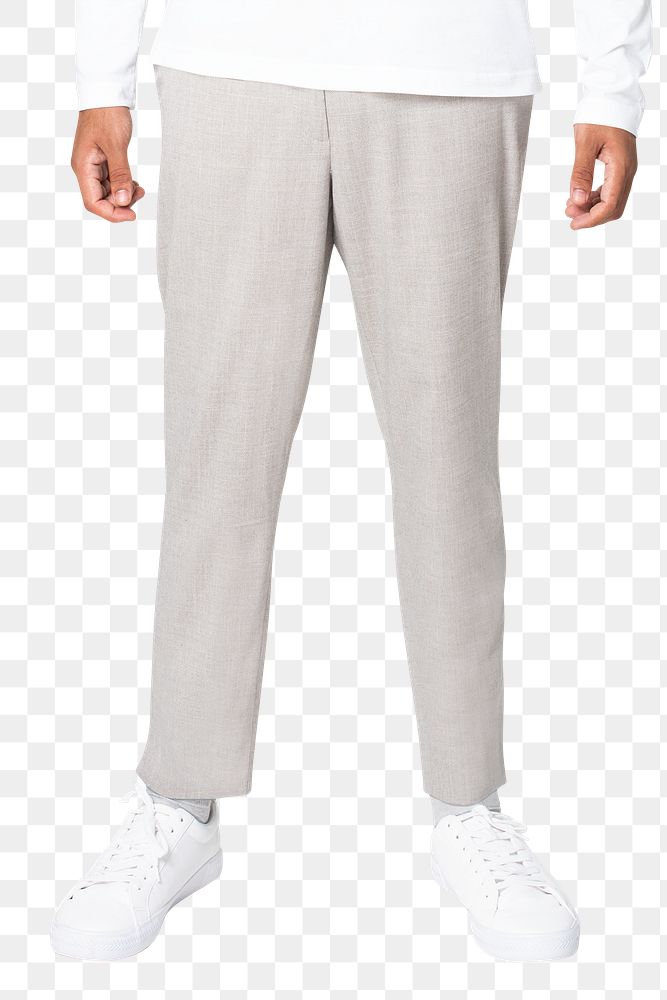 Man png mockup beige sweatpants | Premium PNG Sticker - rawpixel