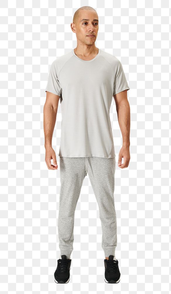 Png man gray tee sweatpants | Premium PNG Sticker - rawpixel