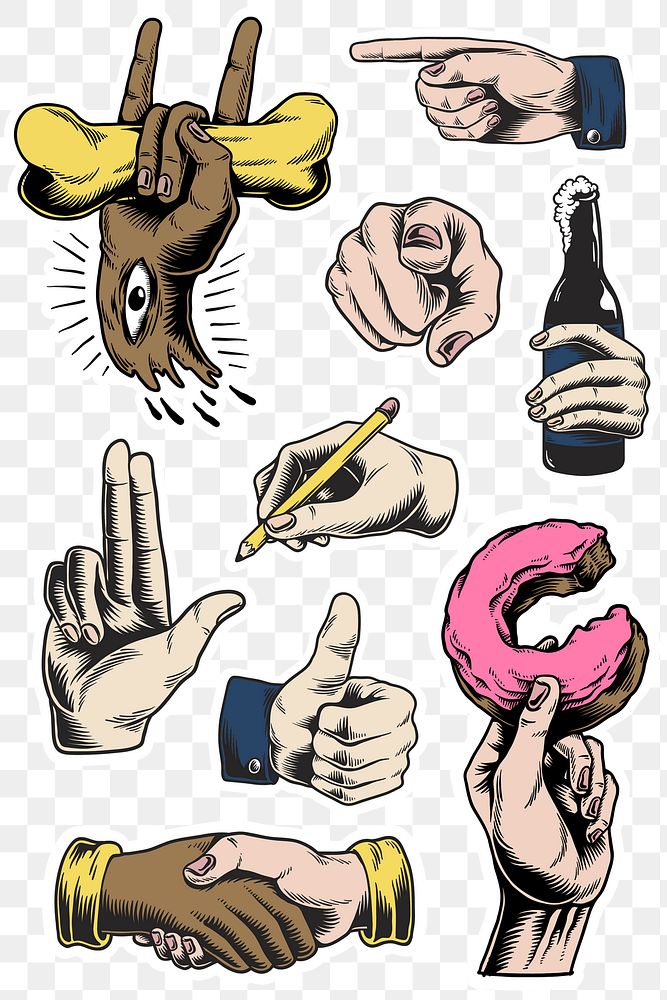 Cool hand gesture sticker white | Premium PNG - rawpixel