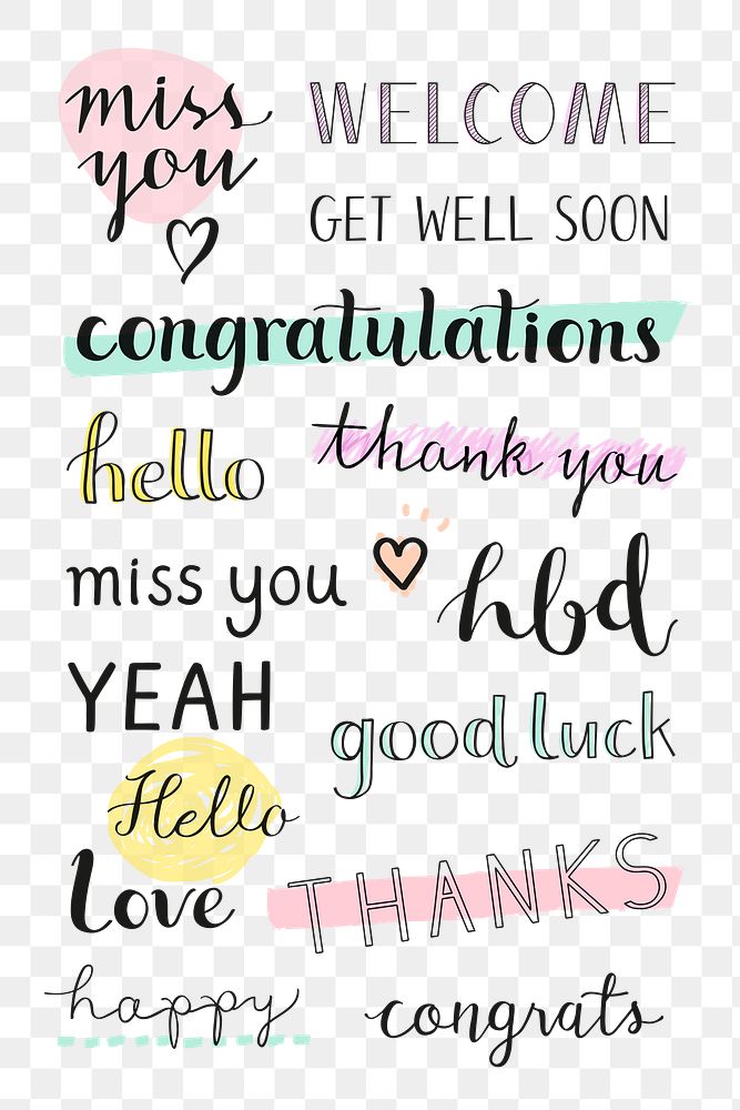 Beautiful png lettering stickers transparent | Premium PNG - rawpixel