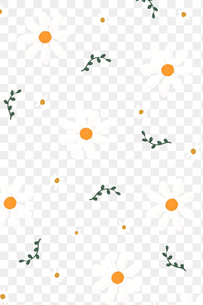 Daisy flowers patterned background png | Premium PNG - rawpixel