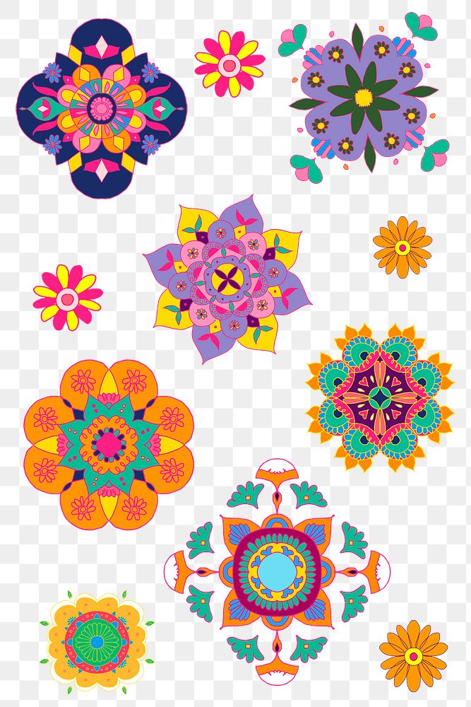 Diwali Indian rangoli flower set | Premium PNG - rawpixel