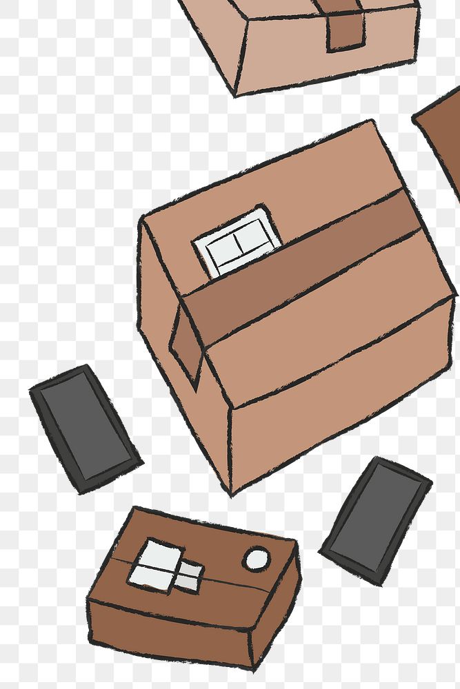 PNG parcel delivery doodle sticker | Premium PNG Sticker - rawpixel