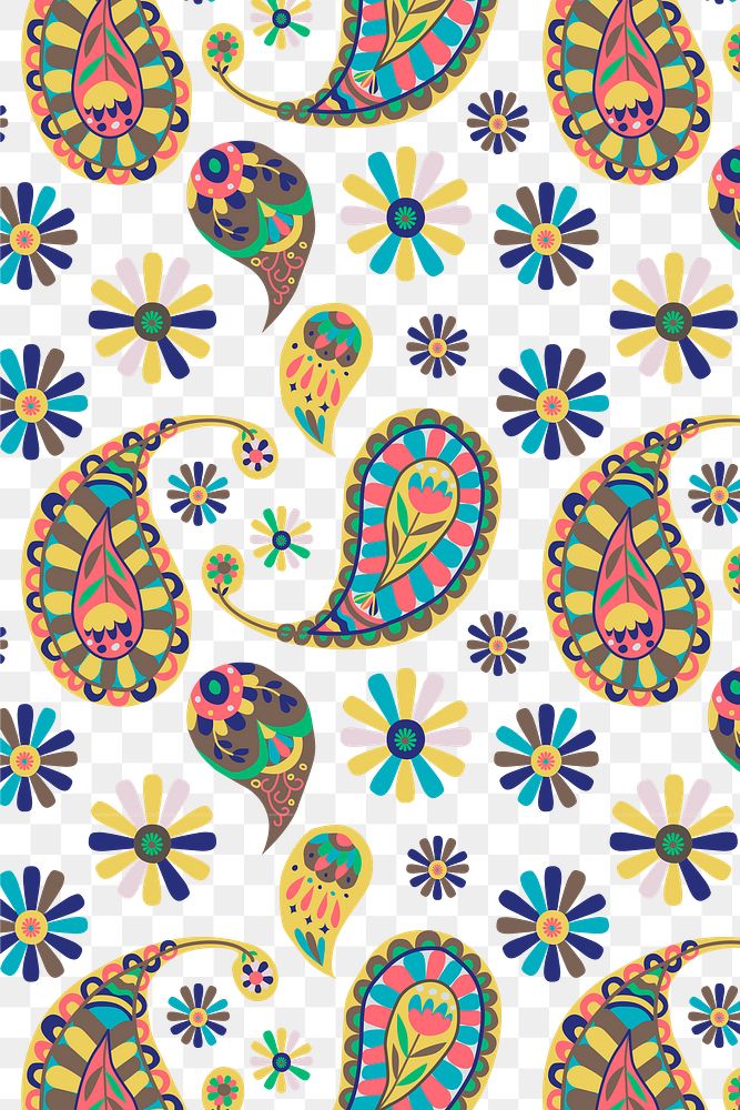 Colorful Indian paisley pattern png | Premium PNG - rawpixel