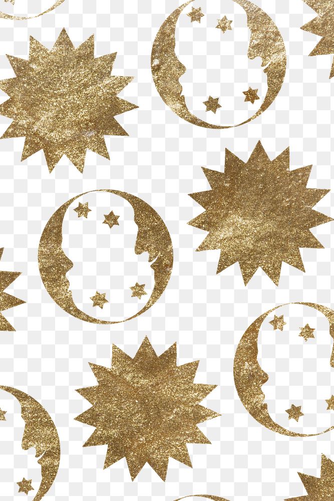 Gold celestial pattern design element | Free PNG - rawpixel